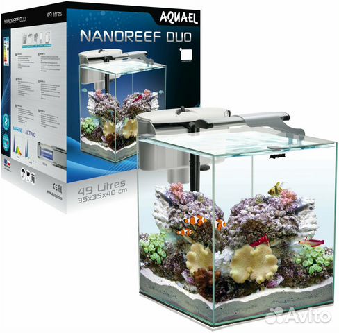 Aквариум nano reef DUO LED белый 49л куб