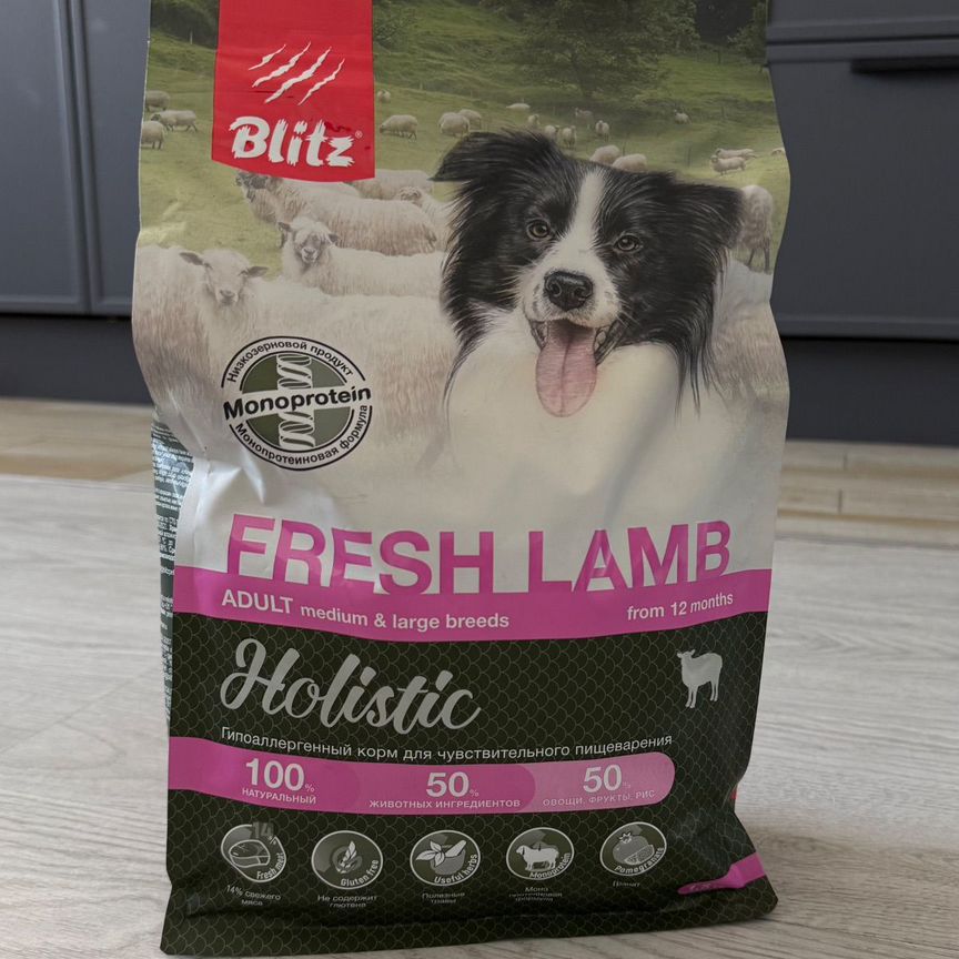 Корм для собак монопротеиновый blitz fresh lamb