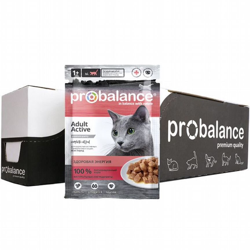 Консервированный корм для активных кошек Probalanc