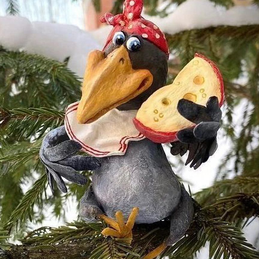 Ватная игрушка Ворона