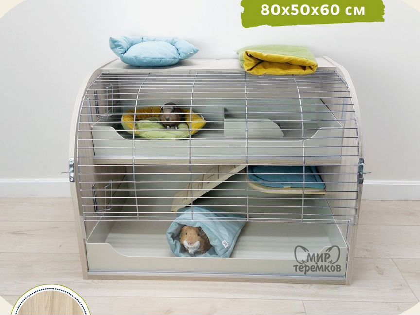 Клетка для морских свинок 80х50х60 см, ясень,круг4