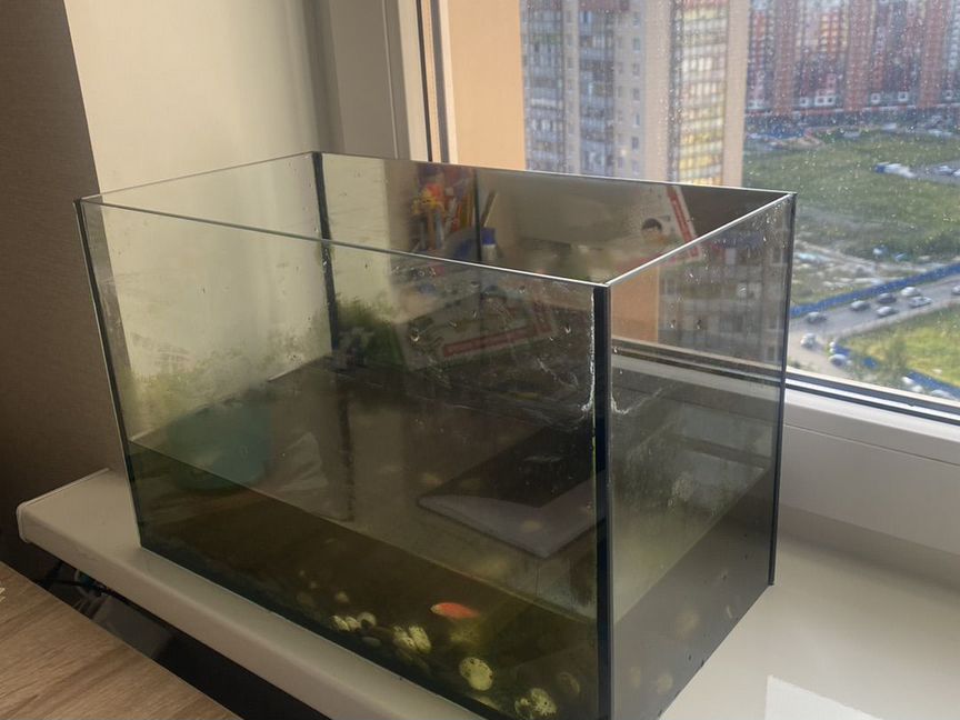 Аквариум с рыбками гуппи и с фильтром