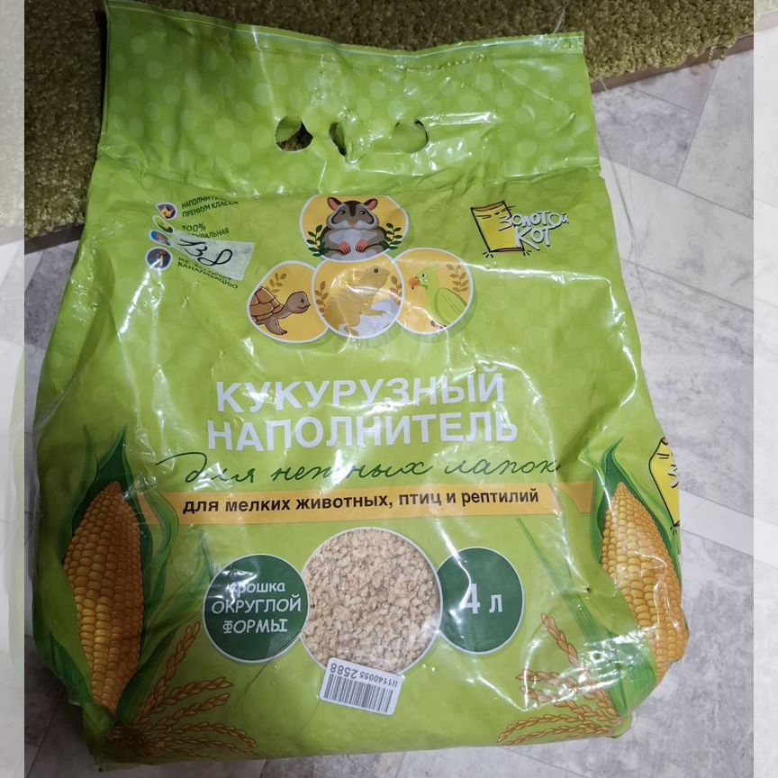 Кукурузный наполнитель для грызунов