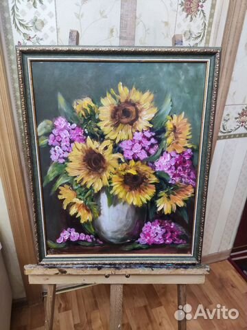 Картина акрилом на холсте, 40x50 см. Подсолнухи купить в Москве | Хобби ...