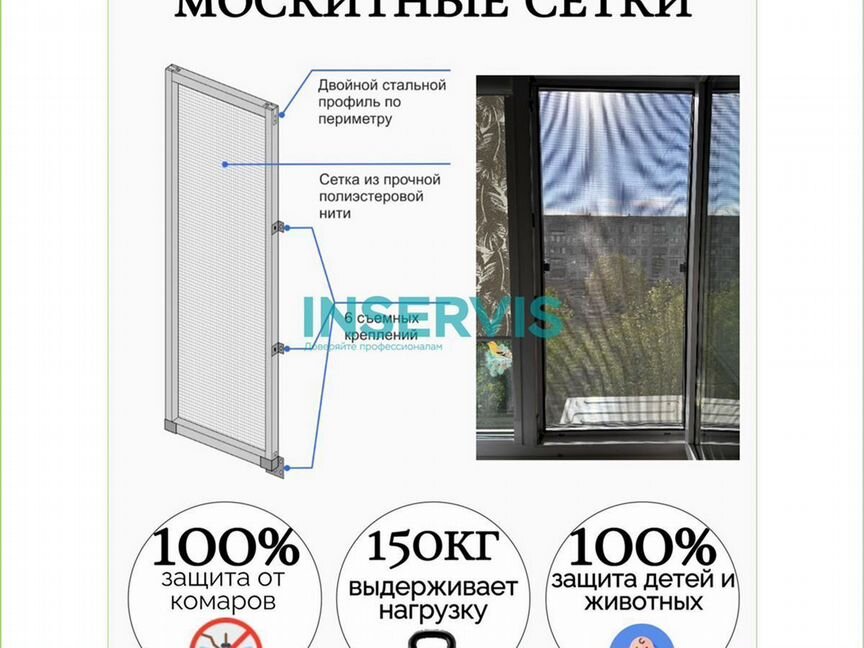 Защитная москитная сетка на окна