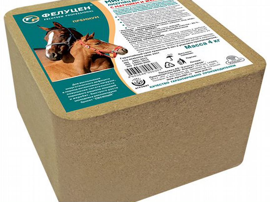 Лизунец Фелуцен Премиум для лошадей с магнием 4 кг