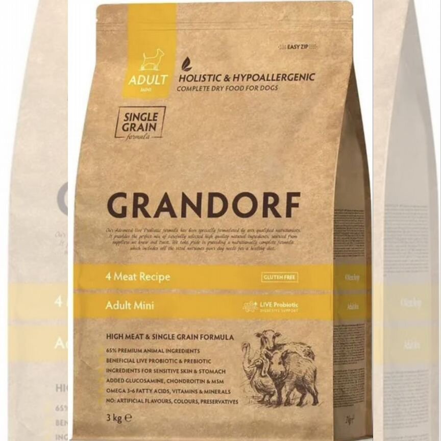 Grandorf mini probiotik 4 мяса с рисом 3 кг