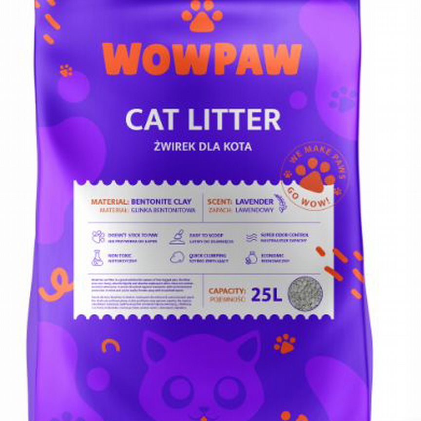 Наполнитель Бентонитовый Wowpaw 25 л