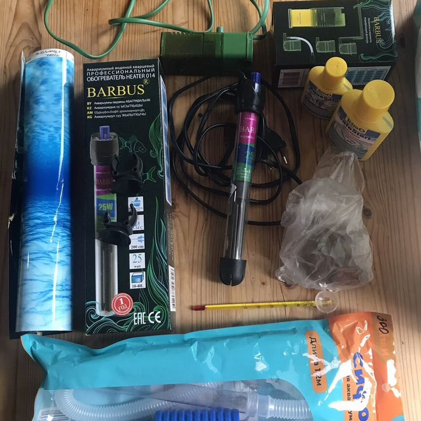 Все для аквариума фильтр, обогреватель, сифон