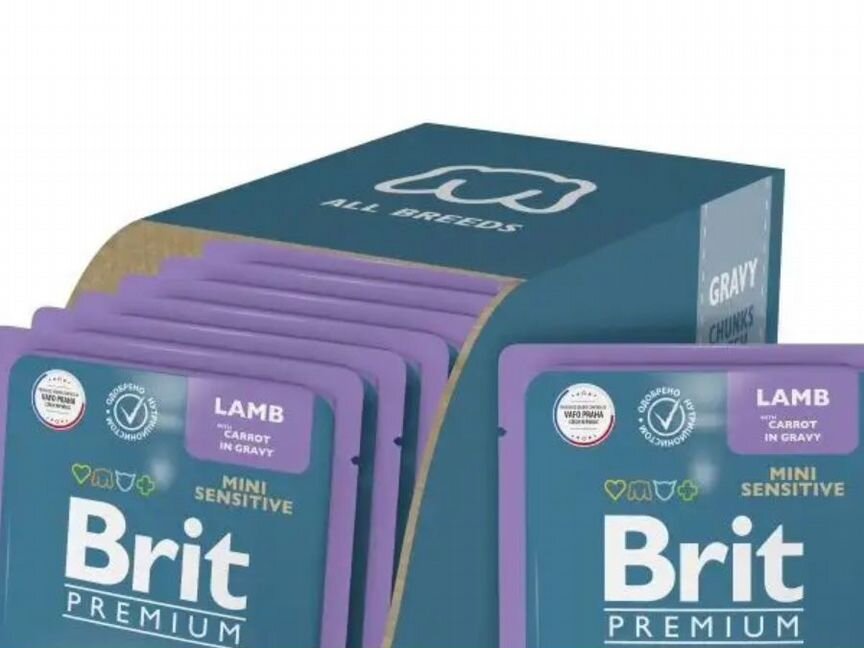 Корм Brit Паучи для мини-собак ягненок с морковью
