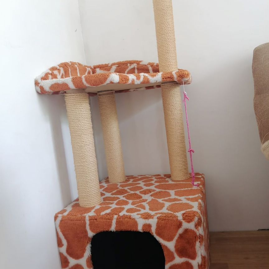 Когтеточка с домиком и лежанкой