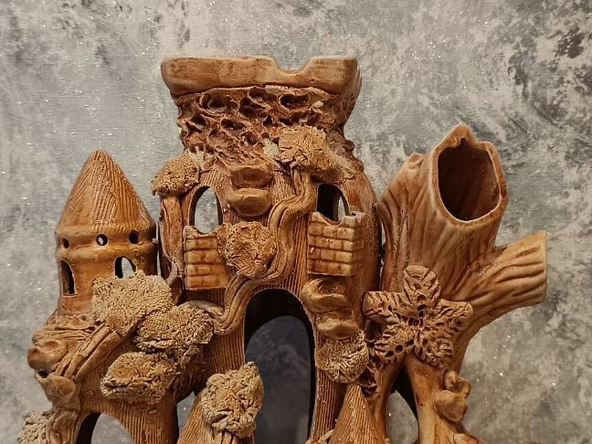 Замок в аквариум. Керамический грот большой. Бу