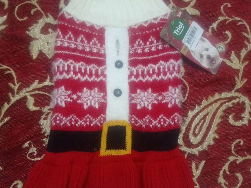 Новогоднее платье для маленькой собачки. Размер M