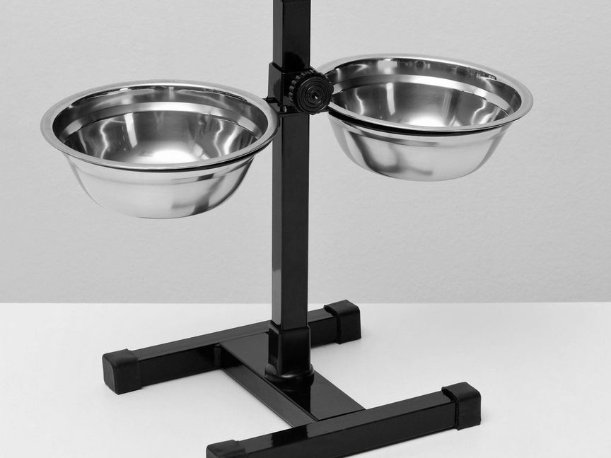 Миска металлическая двойная на подставке 2 х 500мл