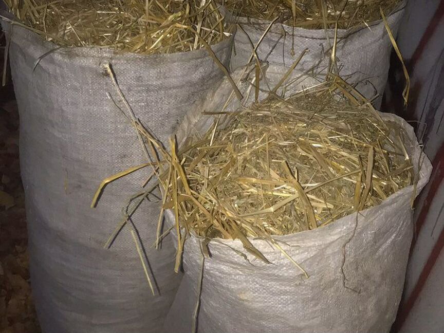 Солома в мешках