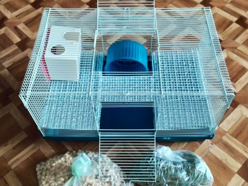 Клетки д/грызунов, птиц, домик, древ. наполнитель