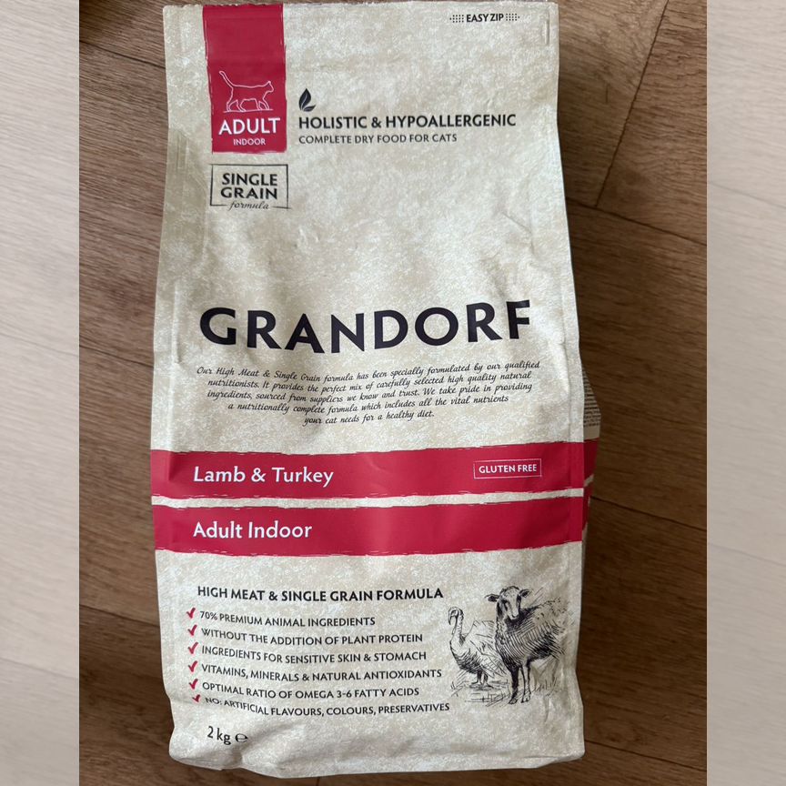 Корм для кошек Grandorf Lamb & Turkey Adult Indoor