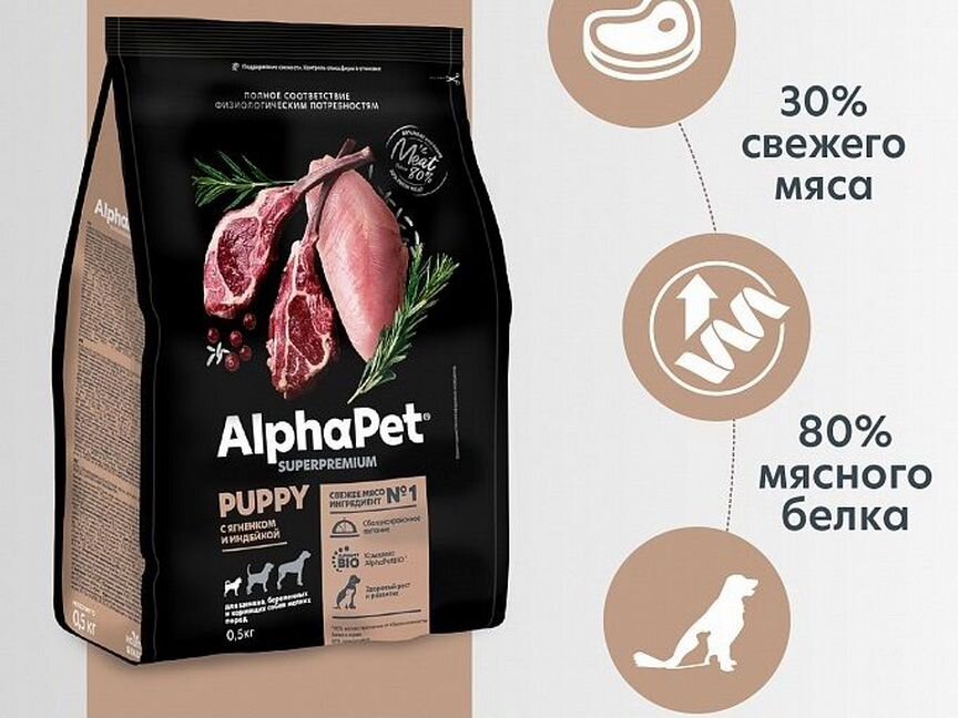 AlphaPet Superpremium Puppy с Ягненком и Индейкой