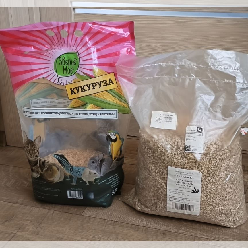 Кукурузный наполнитель для грызунов, кошек, птиц