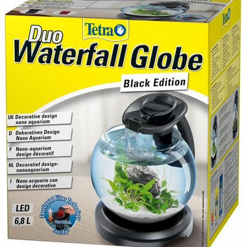 Аквариум Tetra Cascade Globe Duo Waterfall черный 6,8л круглый с LED светильником