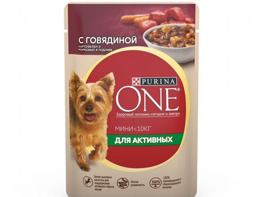 Purina ONE для активных взрослых собак мелких и ка