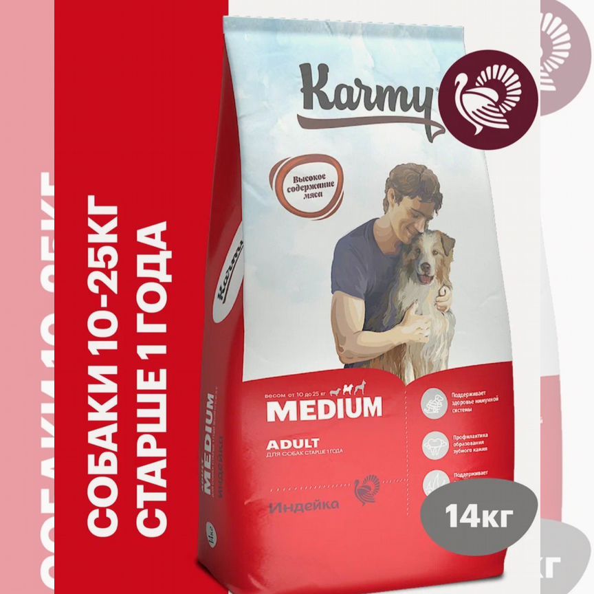 Корм для собак карми 14 кг индейка
