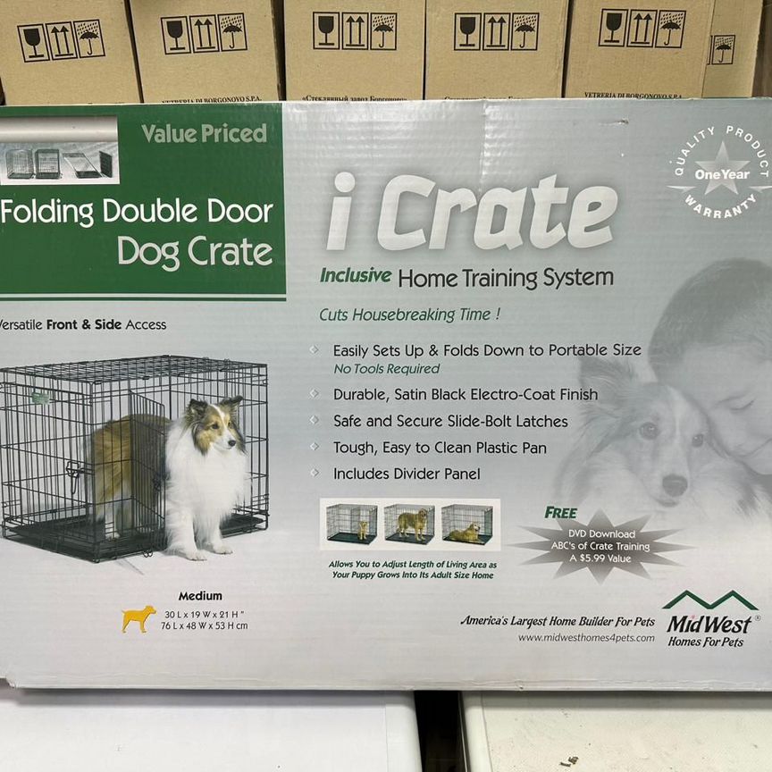 Клетка для собак MidWest iCrate, черная, 76х48х53