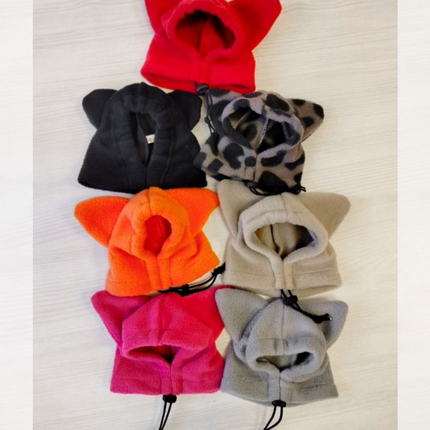 Шапочки для собак из флиса разноцветные