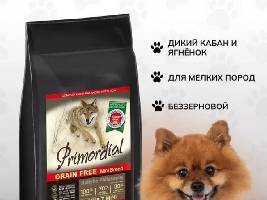 Сухой корм primordial для мелких пород собак