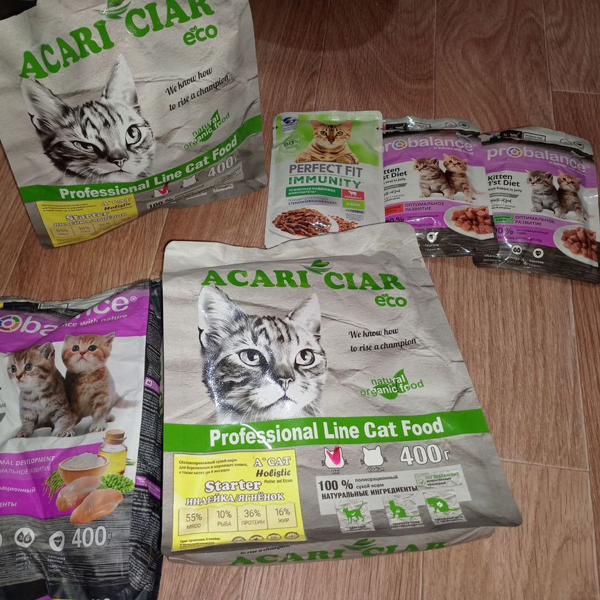 Корм для кошек probalance, acari ciar