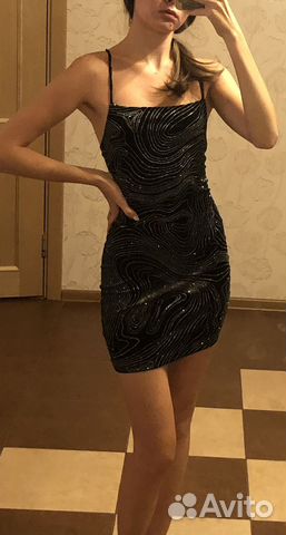 Платье hm черное блестящее xs , бренд H&M , размер 40 (XS) купить в ...