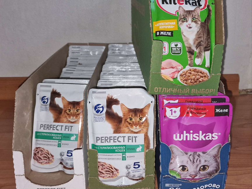 Кошачий корм влажный perfect,Felix,whiskas.Kitekat