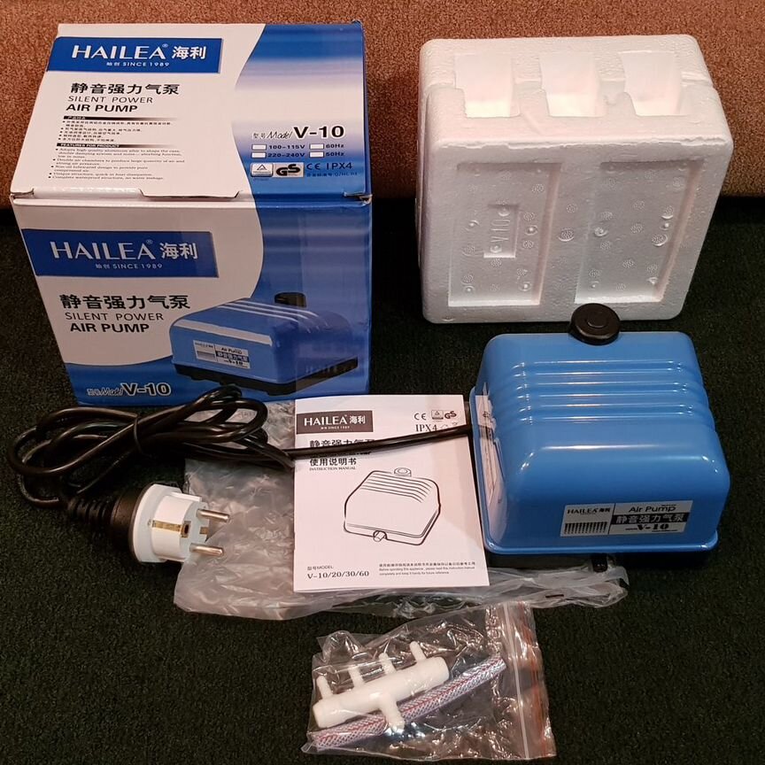 Компрессор Hailea V10 для аквариумов, прудов Новый