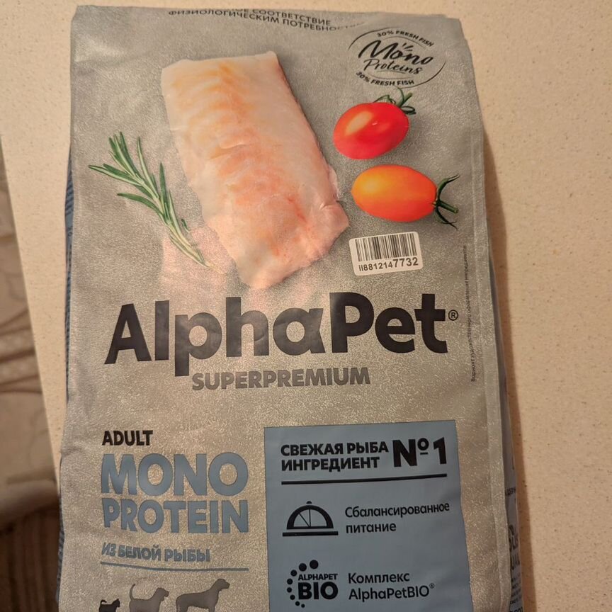 Корм monoprotein alphapet для собак 3кг