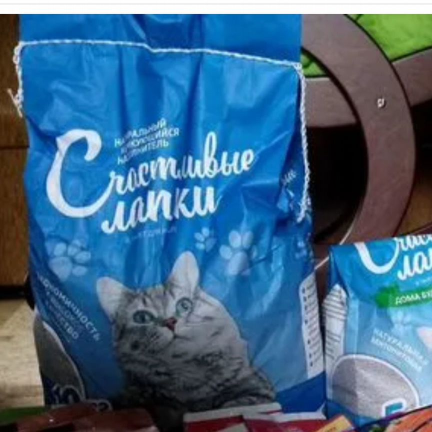 Наполнитель Счастливые лапки комкующийся 13 кг