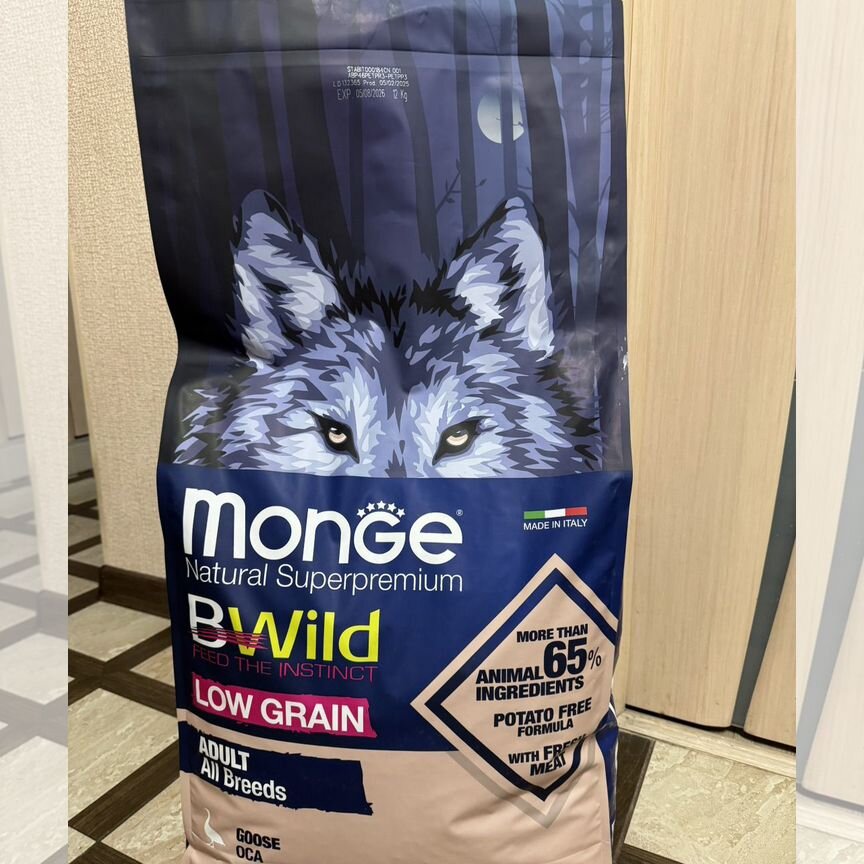 Monge Dog BWild Low Grain корм с мясом гуся 12 кг