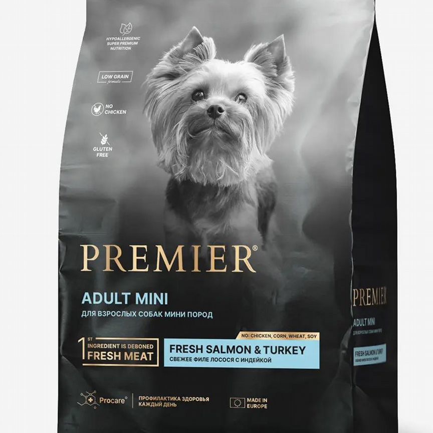 Корм для собак Premier adult Mini 3 кг лосось