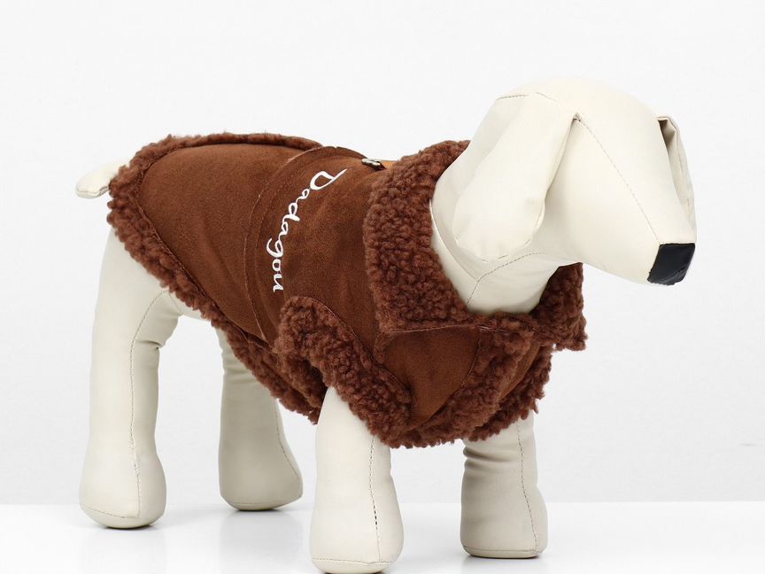 Дубленка для собак, размер L, коричневая