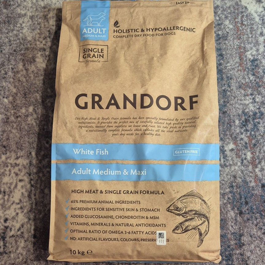 Гипоалергенный корм для собак grandorf белая рыба