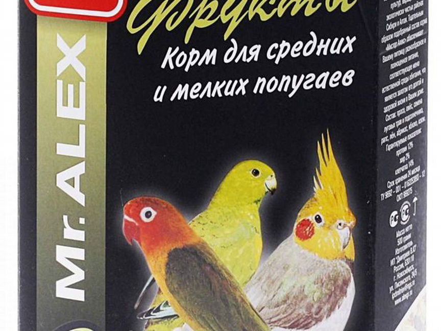 Mr.Alex корм для средних и мелких попугаев "Ф