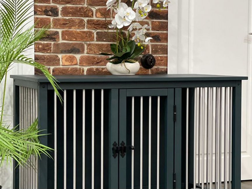 Деревянная интерьерная клетка-тумба для собак