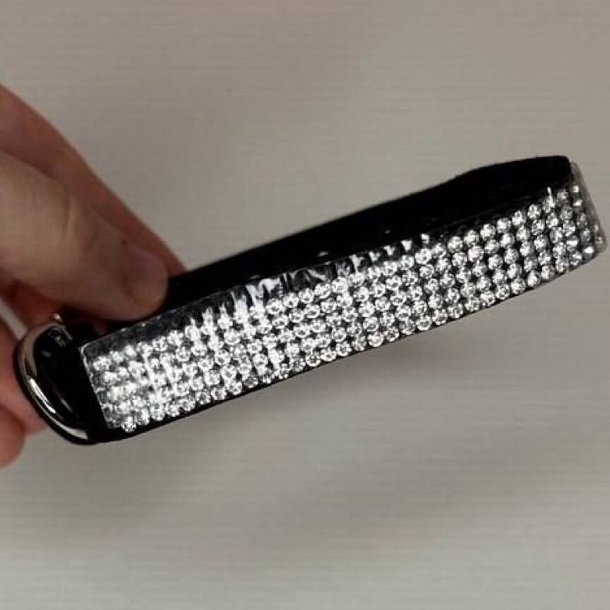 Новый ошейник для питомца новогодний со стразами