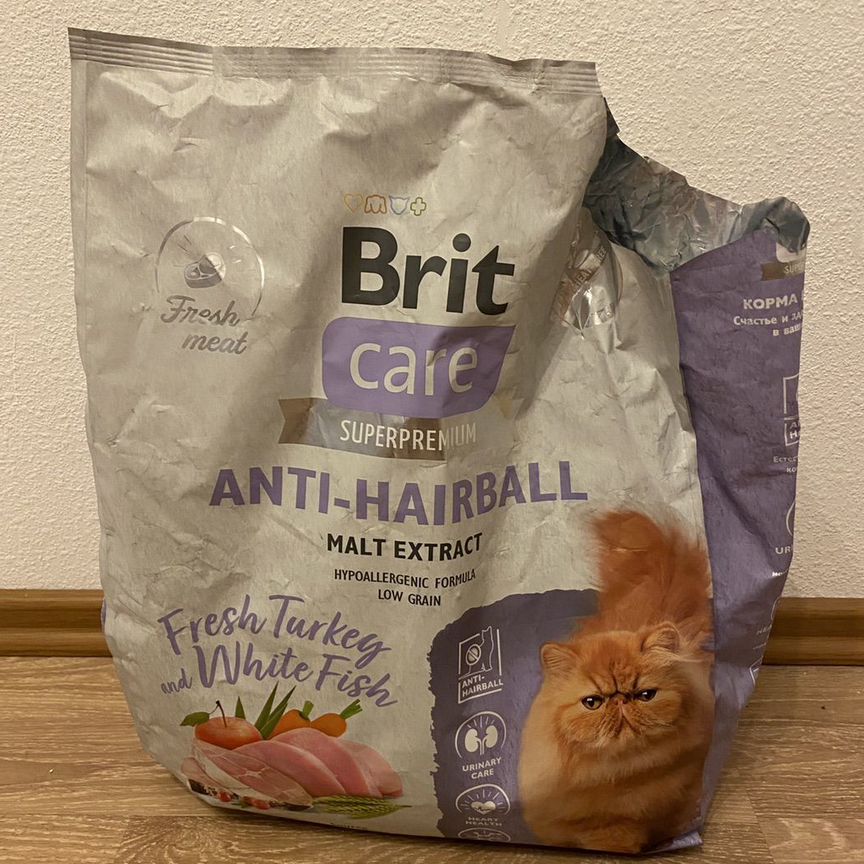 Корм для кошек brit care anti-hairball
