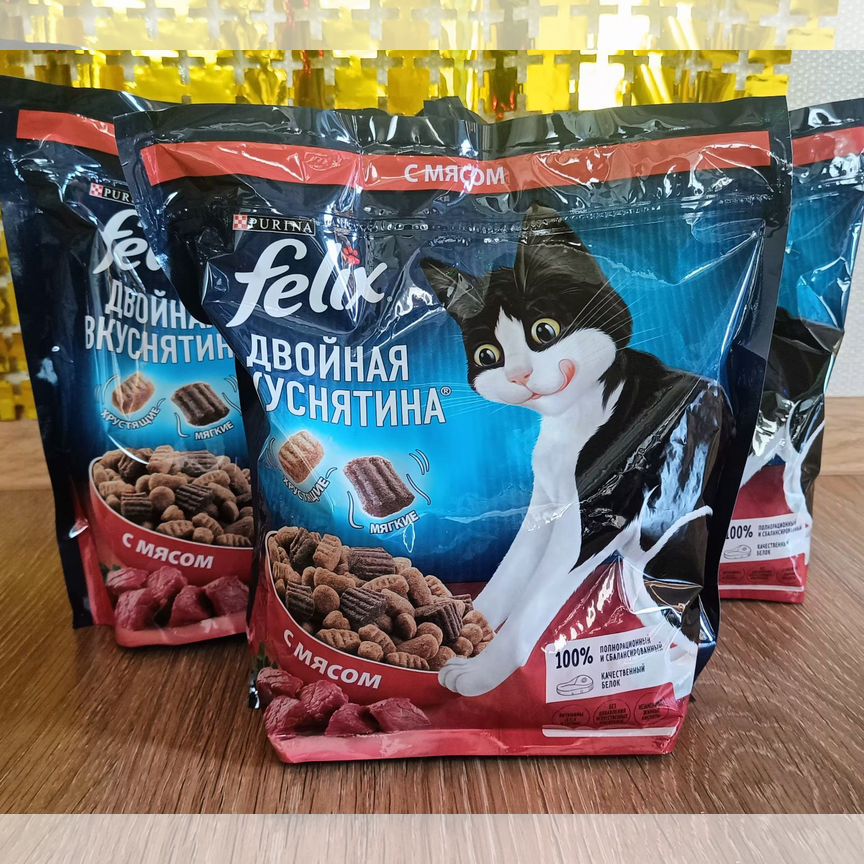 Корм Феликс сухой с мясом 1300гр