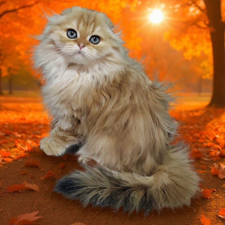 Шотландский вислоухий длинношёрстный котёнок