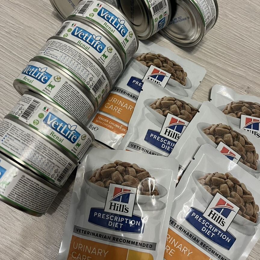 Корм для кошек vetlife renal и hills c/d