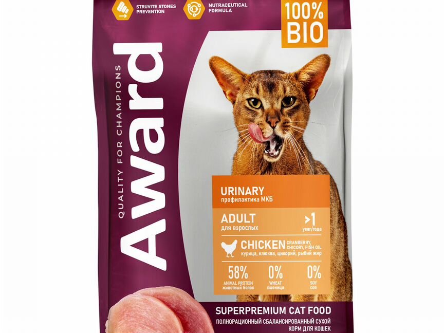 Award сухой корм для кошек, курица/клюква, 1,5 кг