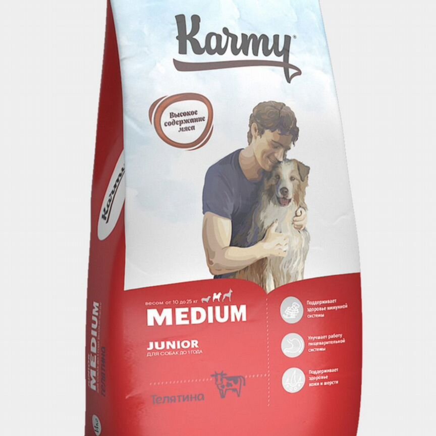 Сухой корм karmy Medium Junior Телятина 14 кг