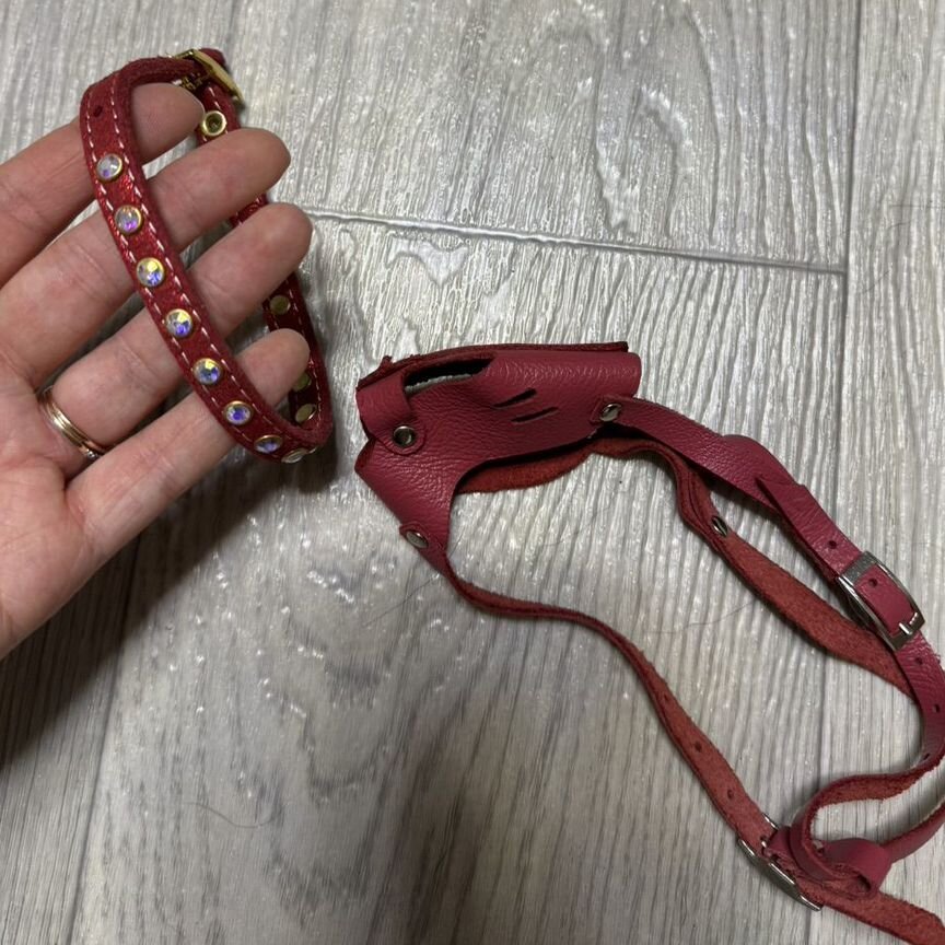 Намордник и ошейник для собак натуральная кожа