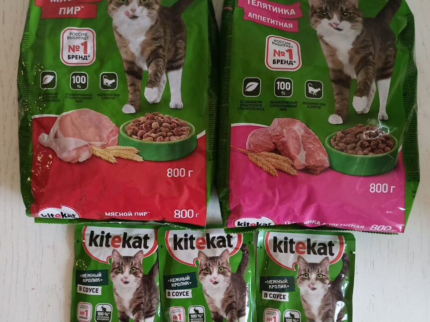 KiteKat Корм для кошек сухой и влажный